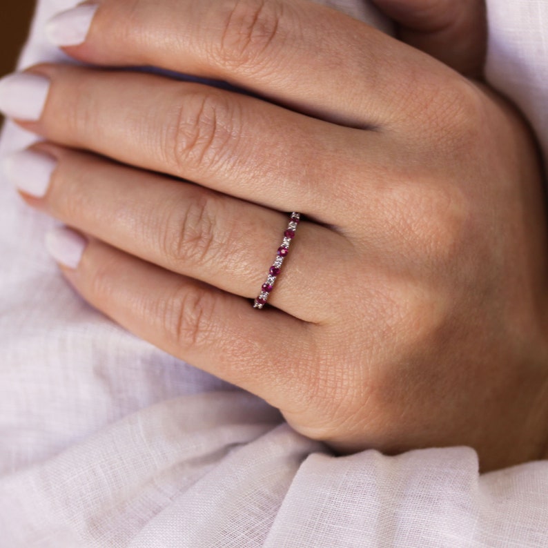 0.85 Ctw Natural Red Ruby & Diamond Full Eternity Ring / - Etsy