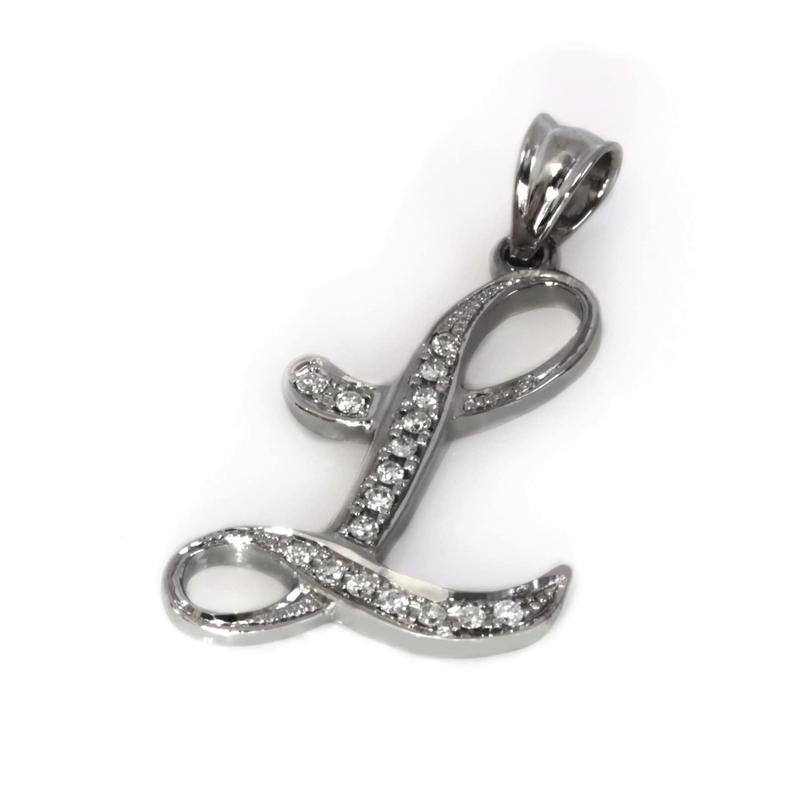 Solid 14k Gold Letter L Pendant / Initial Pendant / 0.1 Ctw Natural ...