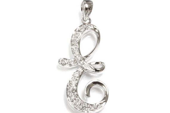 Solid 14k Gold Letter E Pendant / Initial Pendant / 0.1 Ctw | Etsy