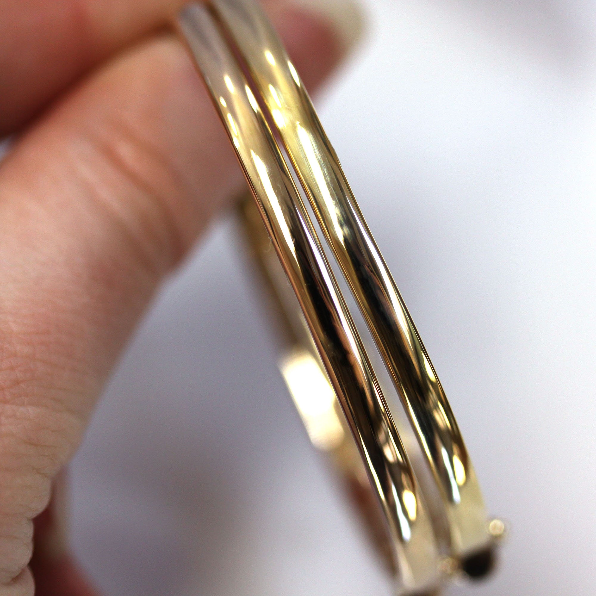 Rounded Plain Gold Bangle 4MM / Solid 14k Yellow Gold Oval - Etsy