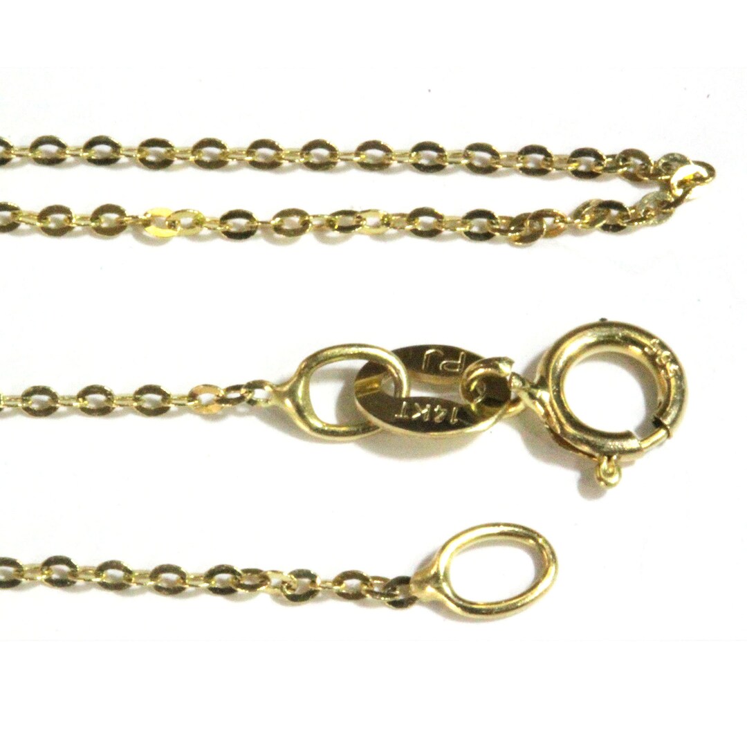 Solid 14k Yellow Gold Flat Cable Chain Necklace / Gold Pendant - Etsy