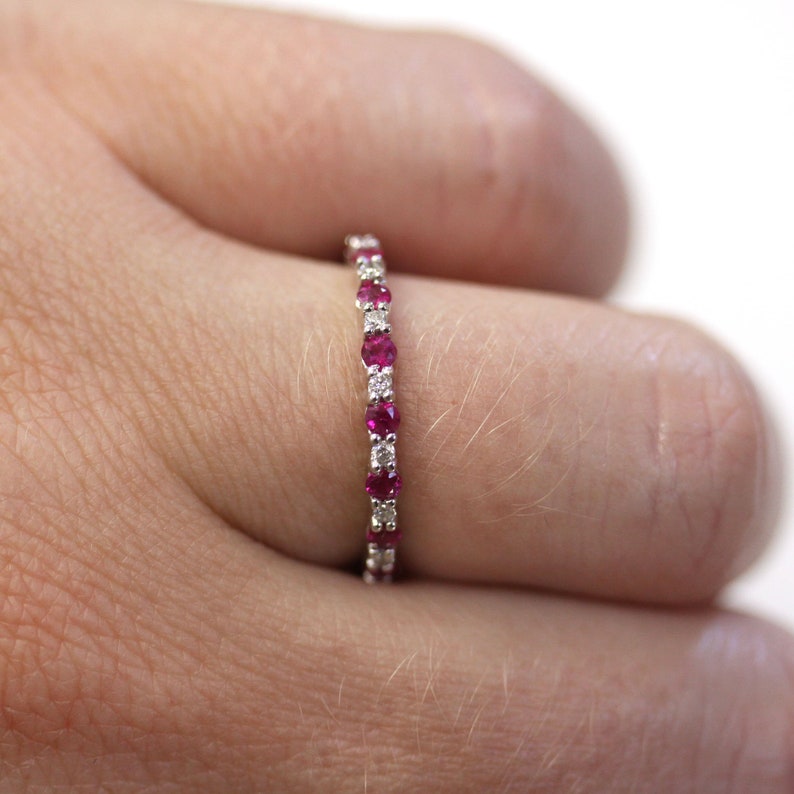 0.85 Ctw Natural Red Ruby & Diamond Full Eternity Ring / - Etsy