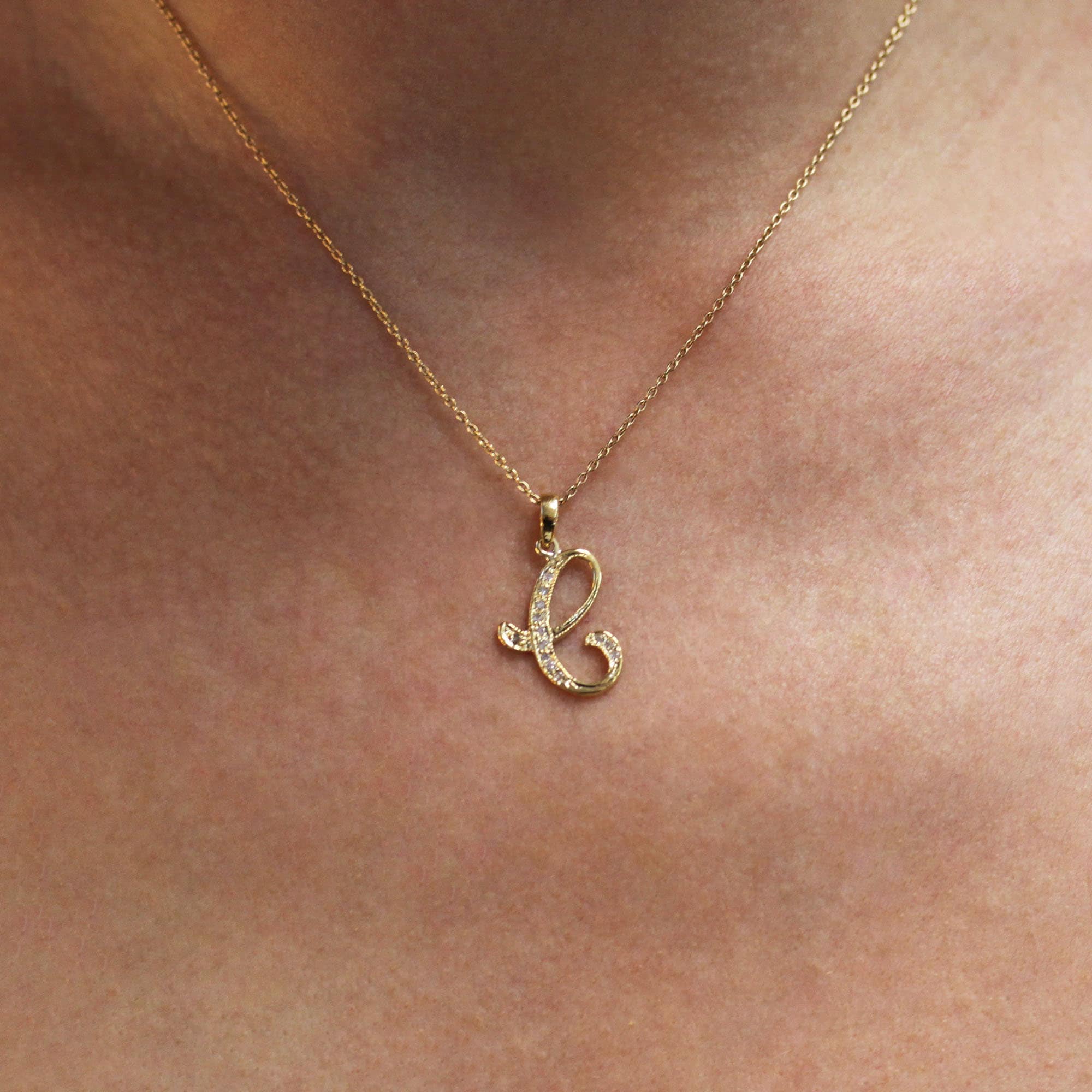Solid 14k Gold Letter C Pendant / Initial Pendant / 0.1 Ctw - Etsy