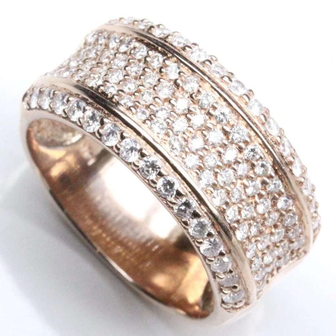 1.2 Ctw Natural Diamond Convex Ring / Wide Pave Set Diamond Wedding ...