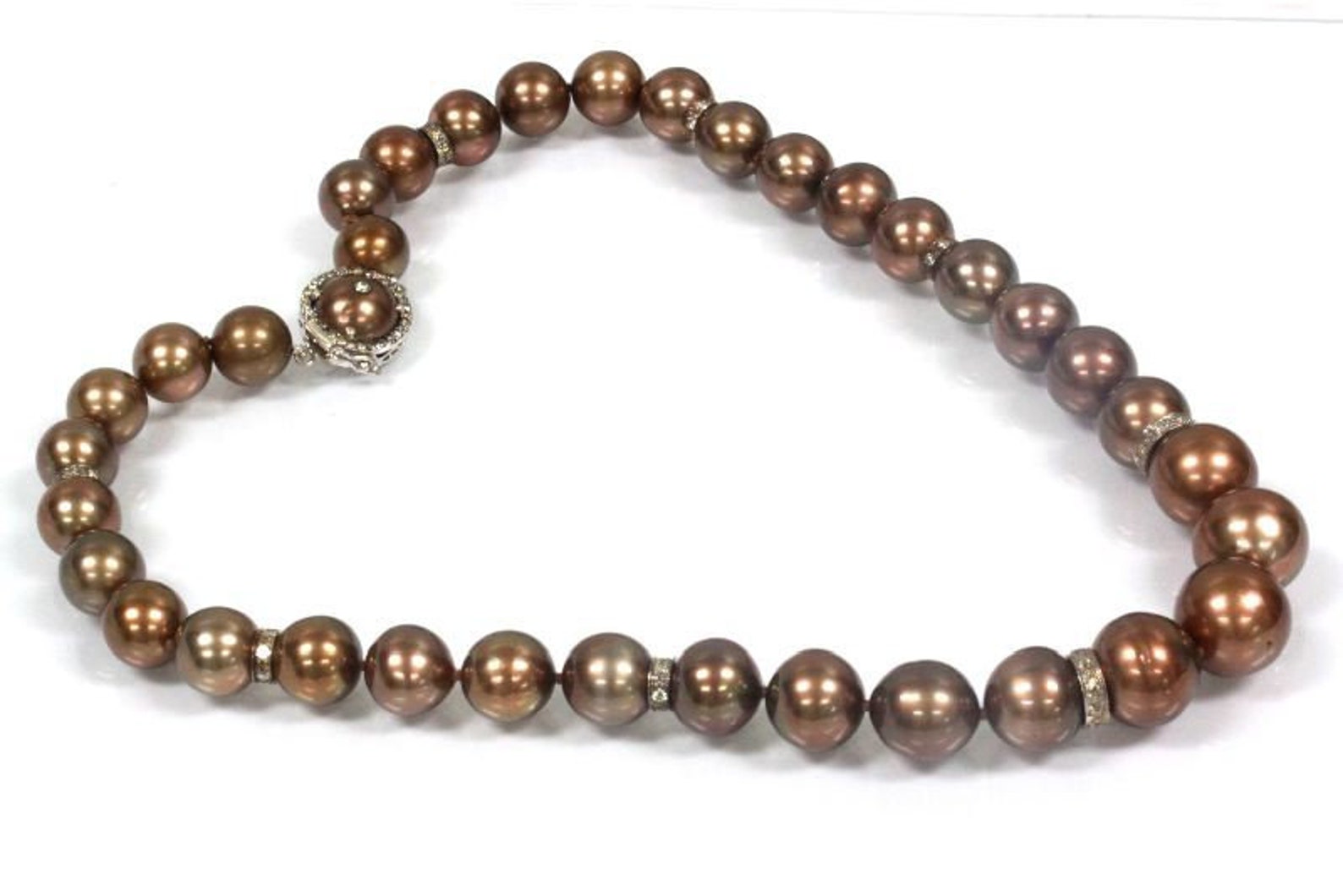 14 MM Cultured Chocolate Tahitian Pearl & 1.75 Ctw Natural Champagne ...
