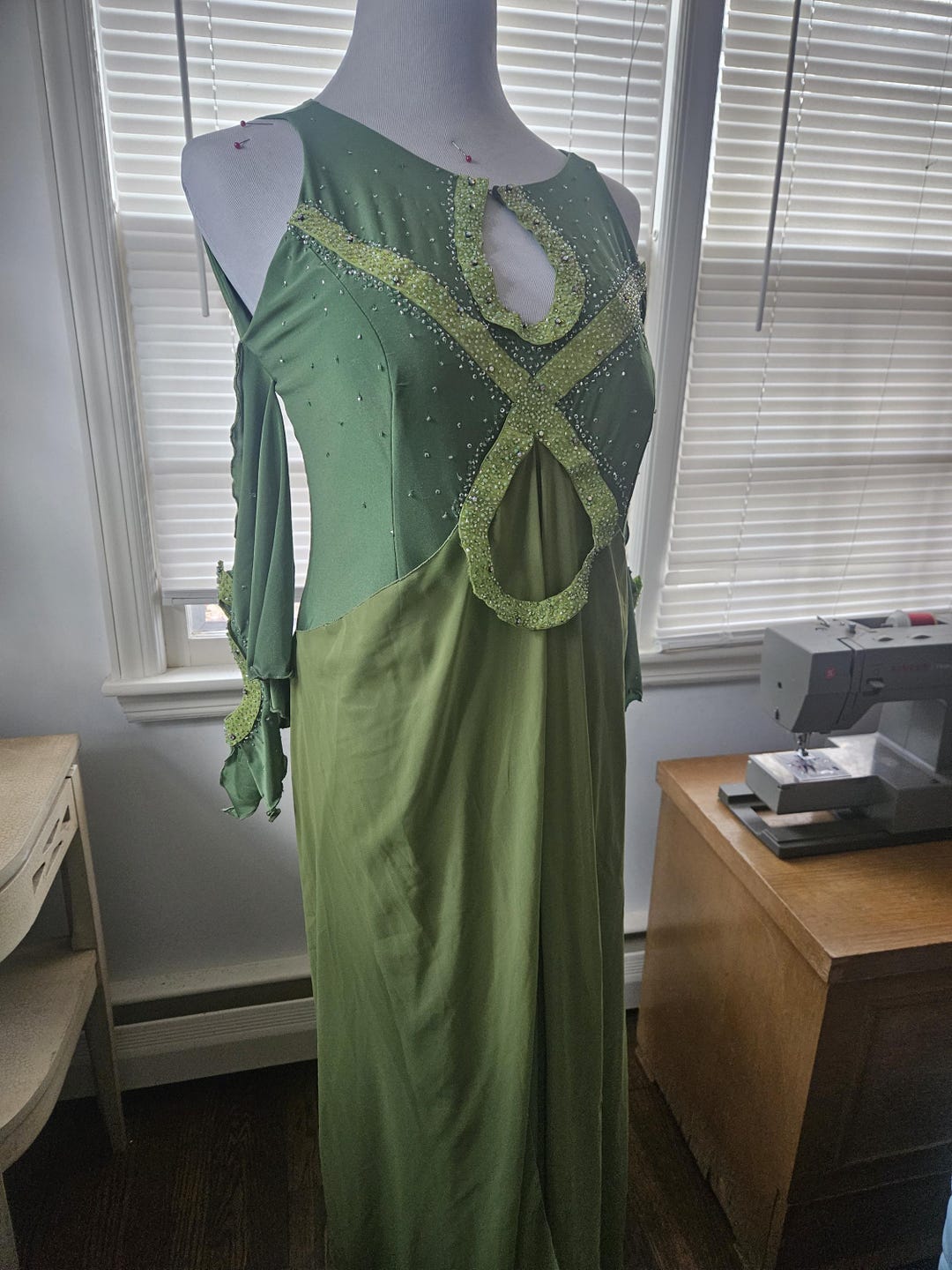 Green XL Fairy Costume Dress, Ballroom Dance Practice Comp Smooth Gown ...
