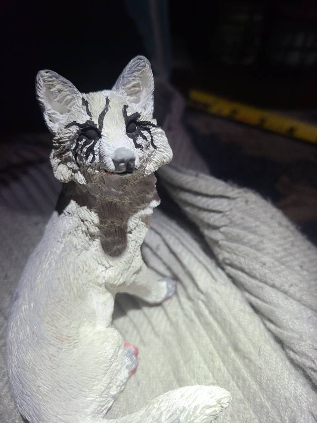 Ghost Wolf Figurine Repainted Ceramic Wolf Fox or Dog Painted Ghostlike ...