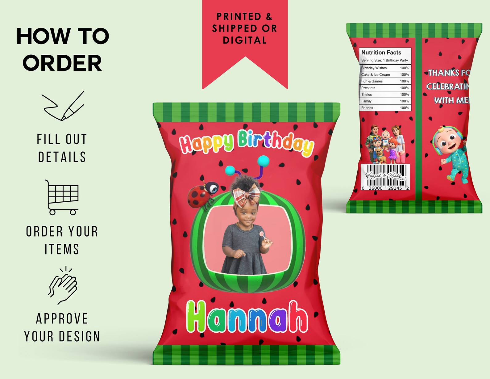 Cocomelon Inspired Custom Party Chip Bags Favor Bag Etsy