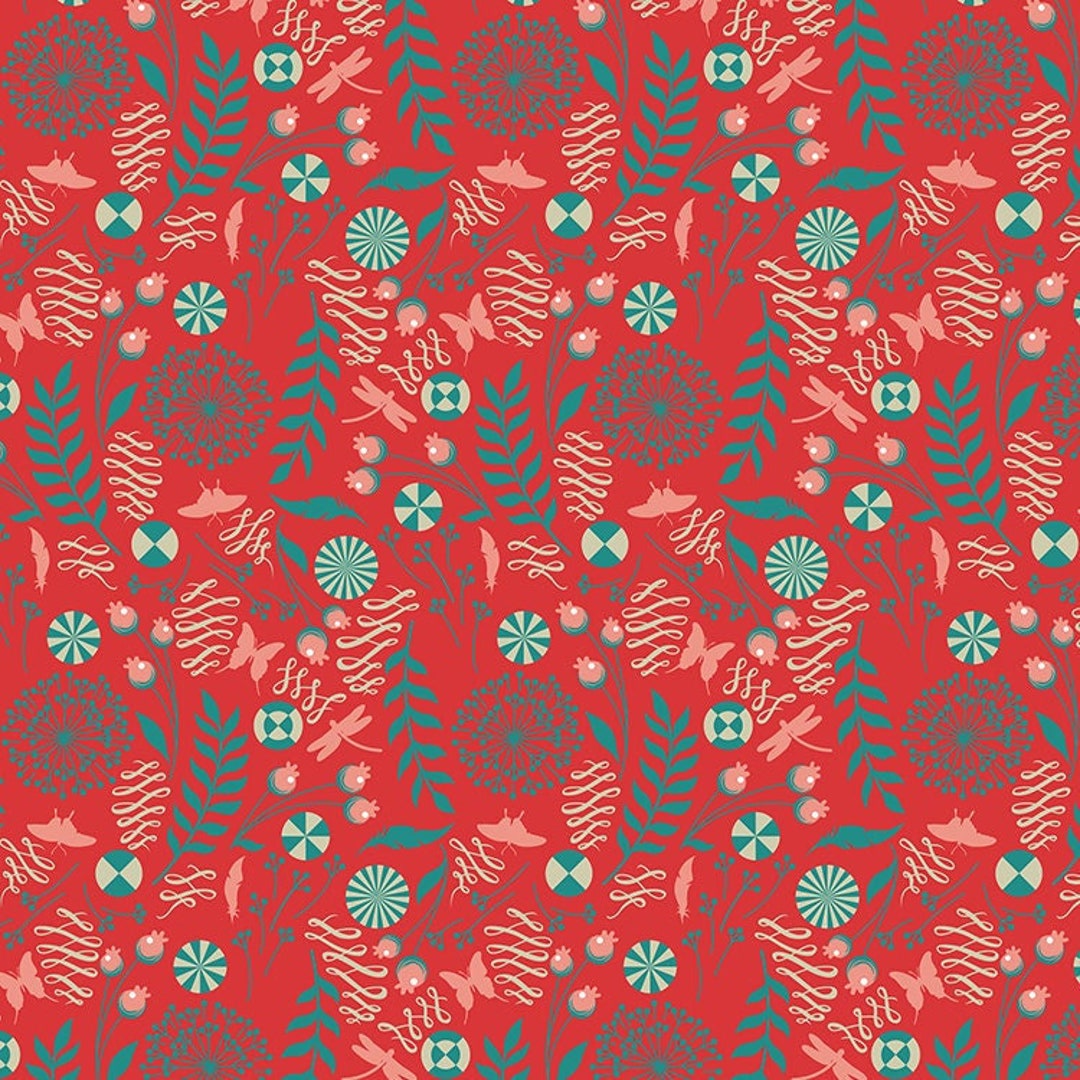 OOP Tula Pink Prince Charming Dandelion in Coral BTFQ - Etsy