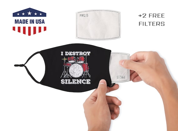 Drum Face Mask / Drummer Face Mask / Music Lover Face Mask / | Etsy
