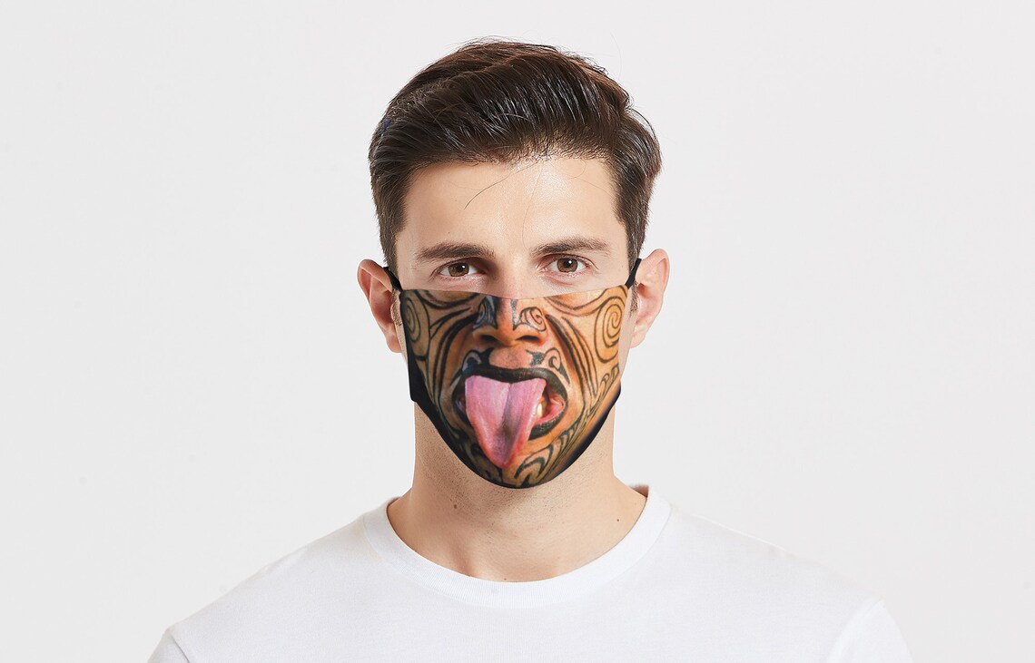 Maori Face Mask / Polynesian Face Mask / Tongue Out Mask / - Etsy