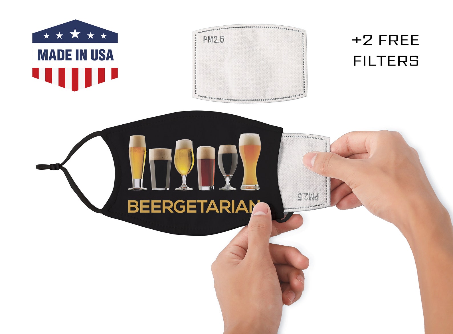 Beer Drinking Face Mask / Beergetarian Face Mask / Beer Face | Etsy