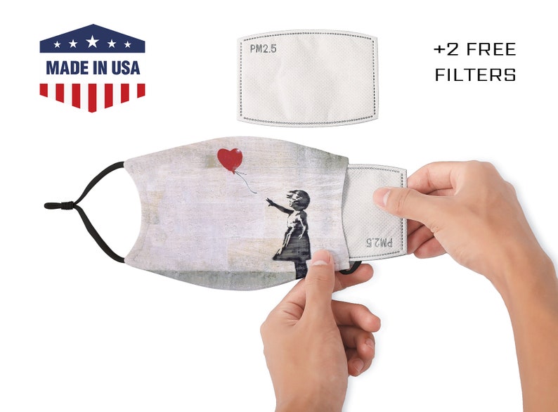 Banksy Face Mask / Street Art Mask / Girl With Heart Shaped | Etsy