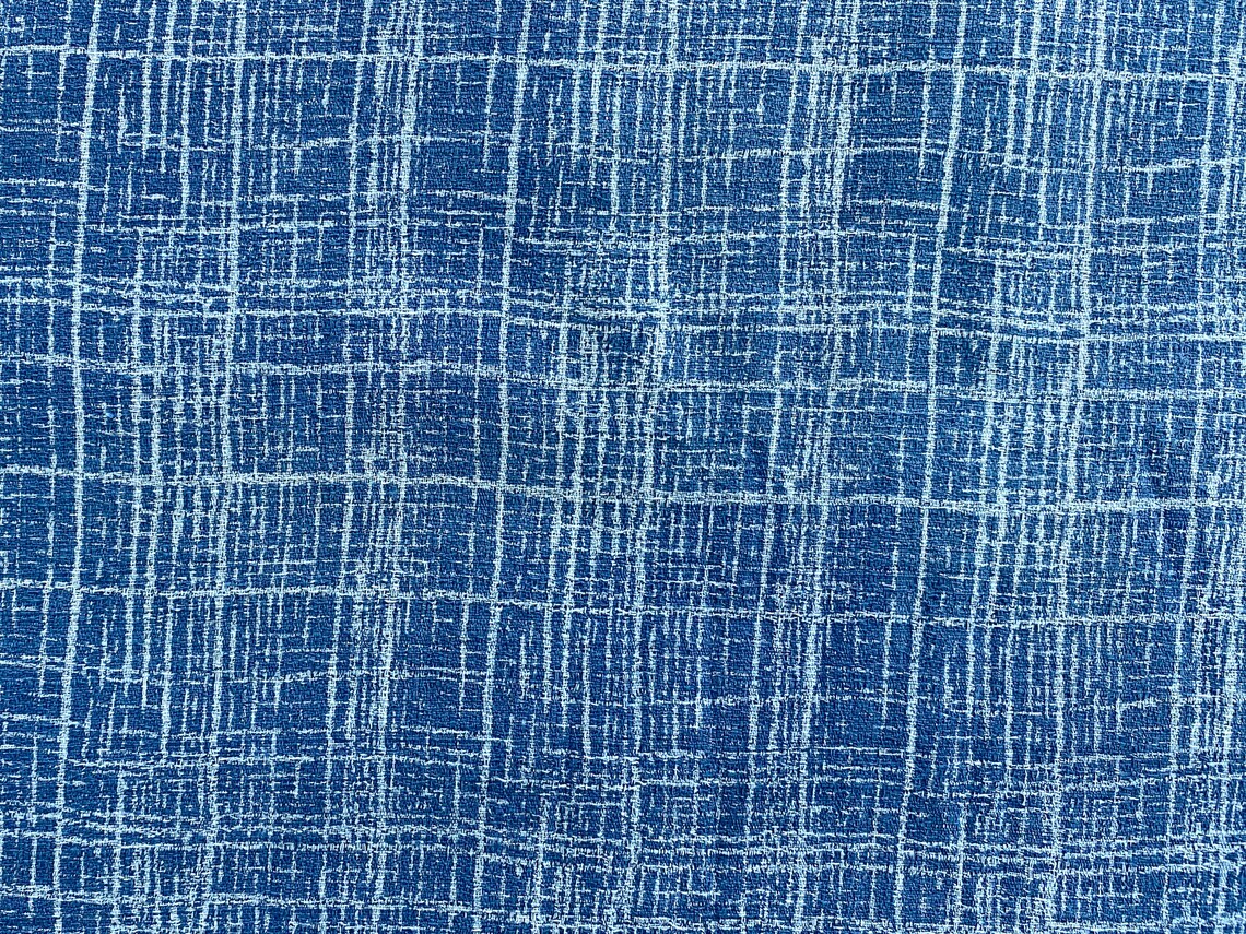 Grid Line Natural Indigo Cotton Fabric by the Yard Geometric - Etsy