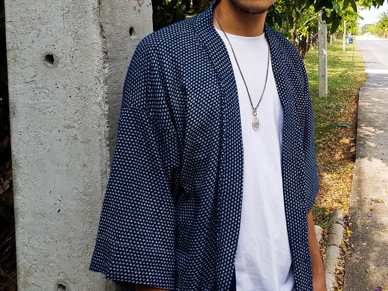 Cross Plus Sign Hand Dyed Indigo Yukata Yukata Men Yukata | Etsy