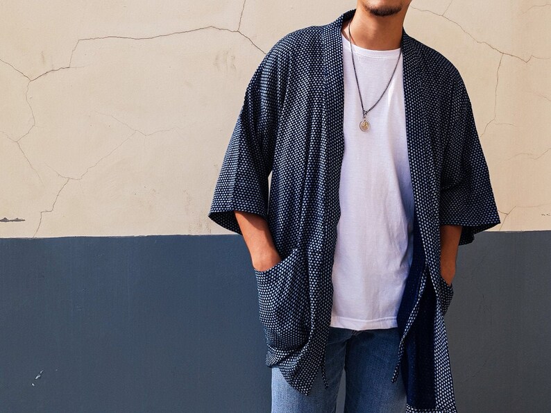 Cross Plus Sign Hand Dyed Indigo Yukata Yukata Men Yukata | Etsy