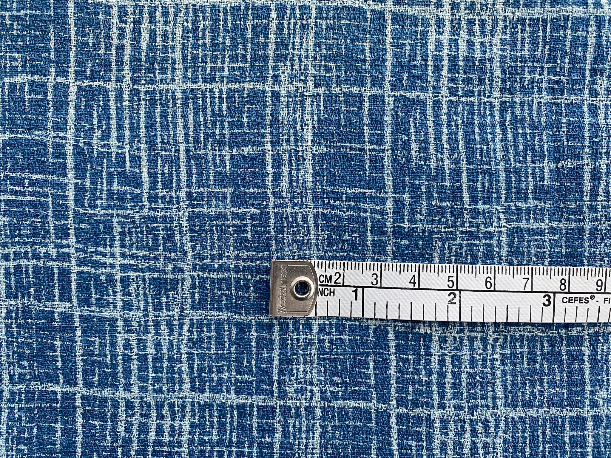 Grid Line Natural Indigo Cotton Fabric by the Yard Geometric - Etsy