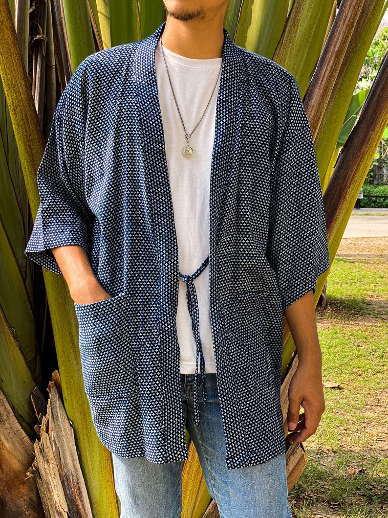 Cross Plus Sign Hand Dyed Indigo Yukata Yukata Men Yukata | Etsy