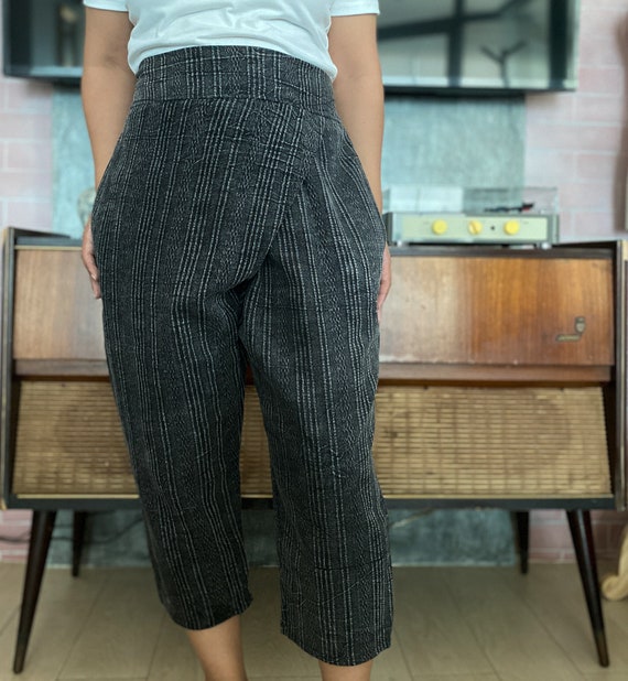 Black Stone Washed Elastic Waist Cotton Capri Pants Black - Etsy UK