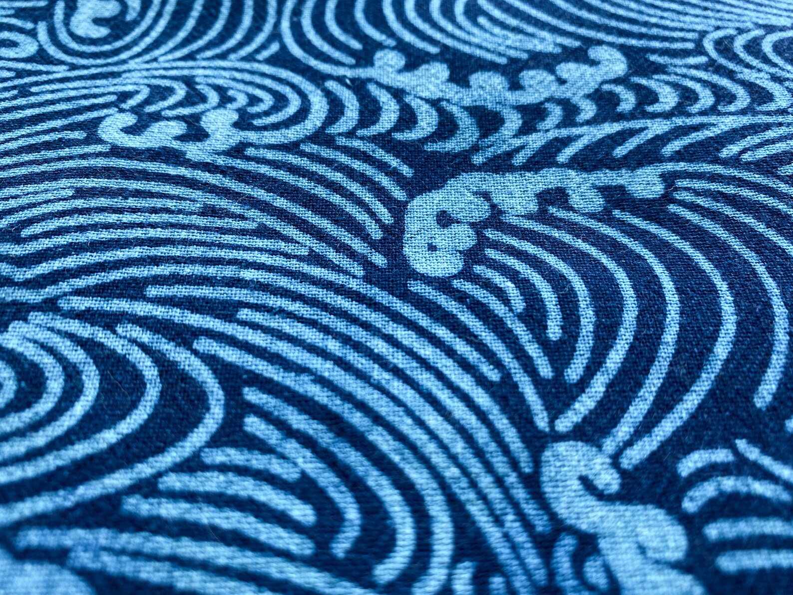 Japanese Wave Hand Dyed Indigo Fabric - Natural Dyed Fabric - Blue ...