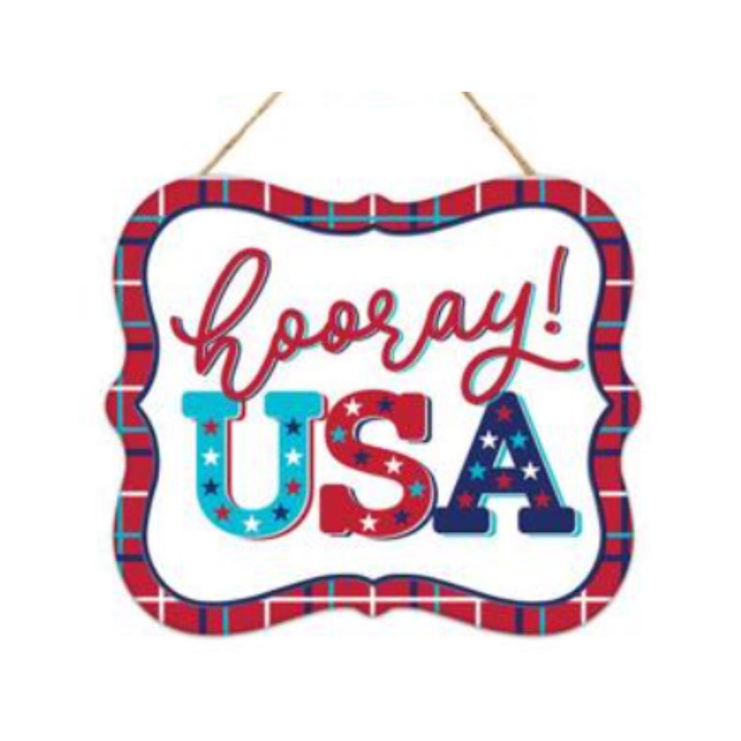 Hooray USA Patriotic Embossed Metal Sign Wreath Decoration - Etsy