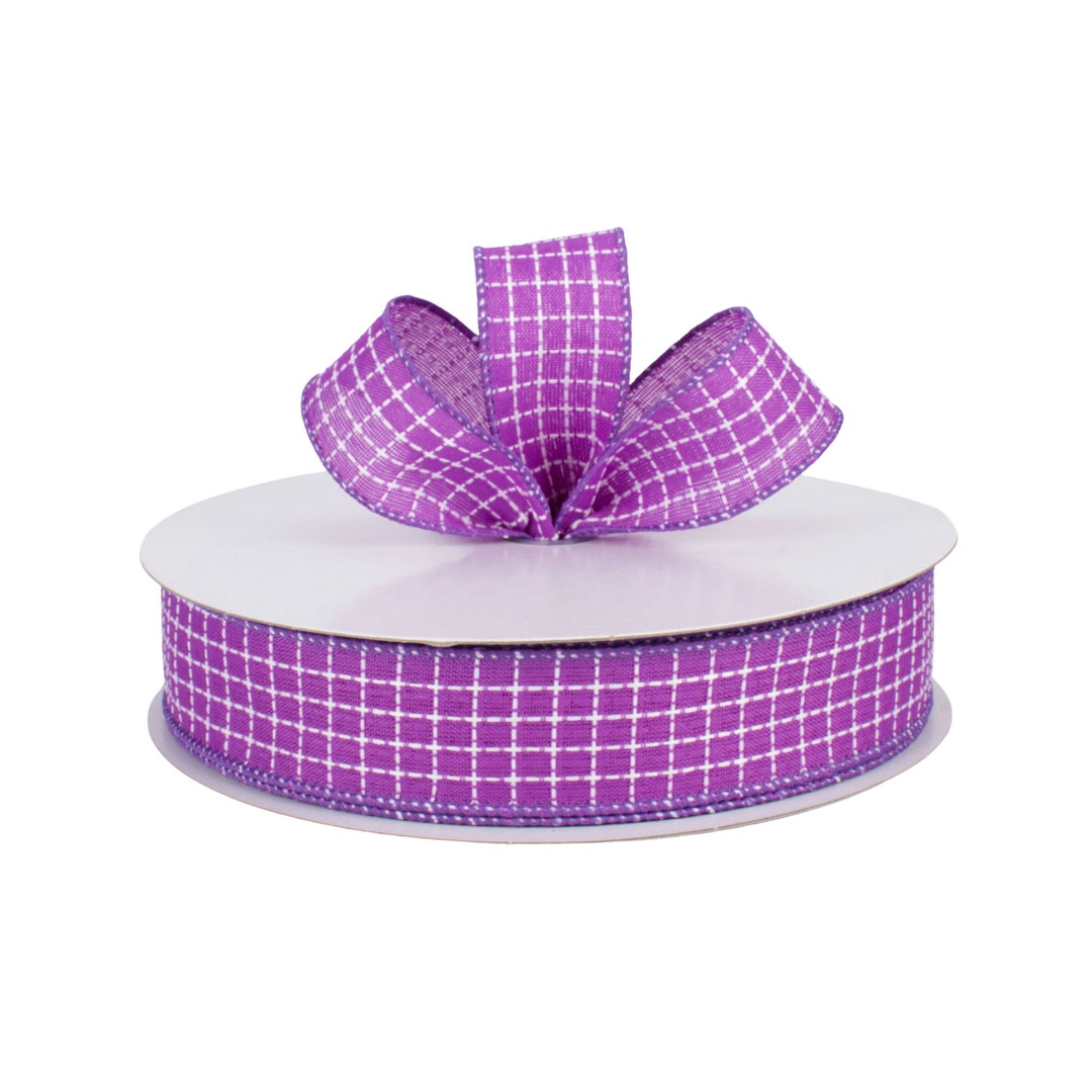 Purple Stitched Fabric 1.5" Wired Ribbon - Etsy