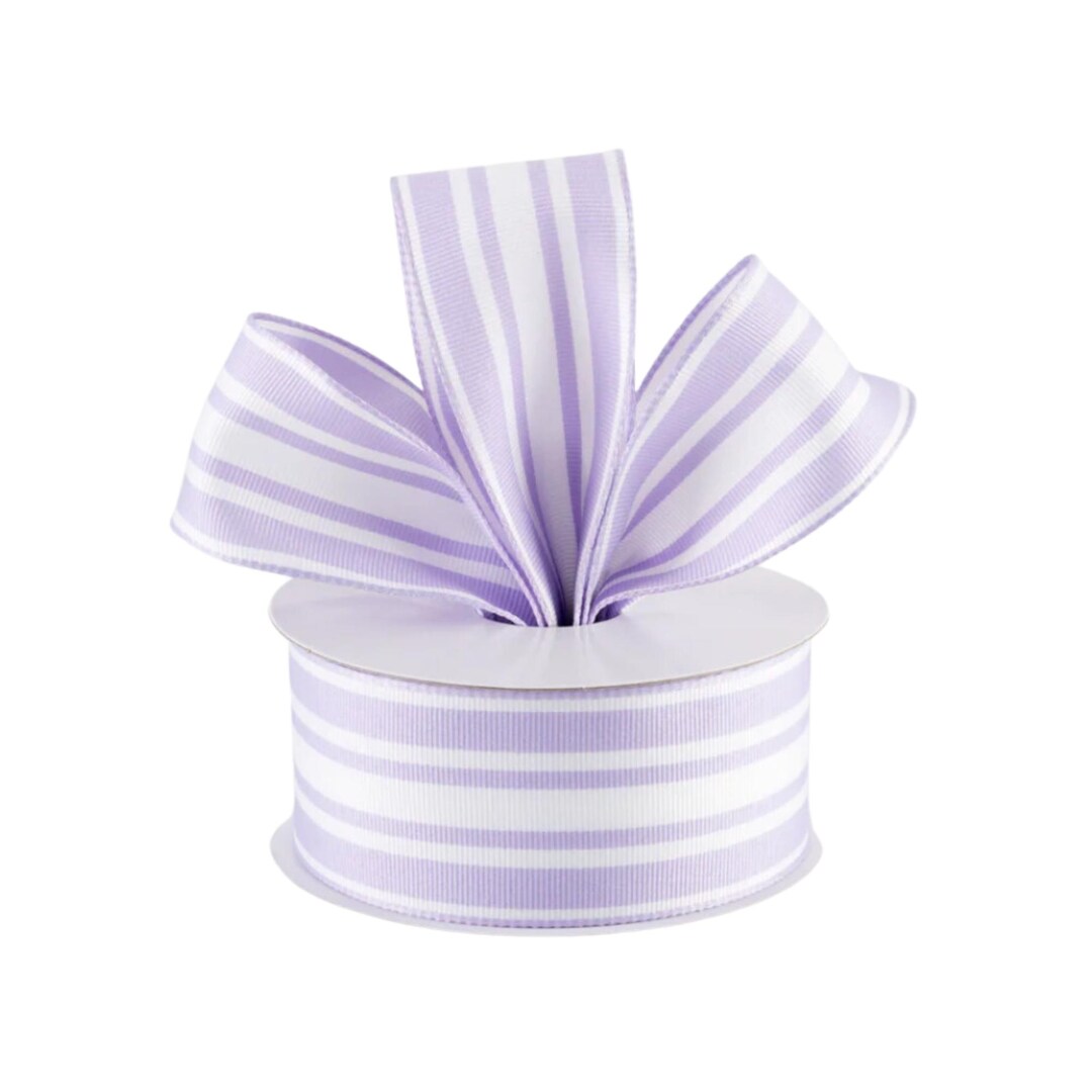 Lavender Purple and White Ticking Stripe Grosgrain 1.5" Wired Ribbon - Etsy