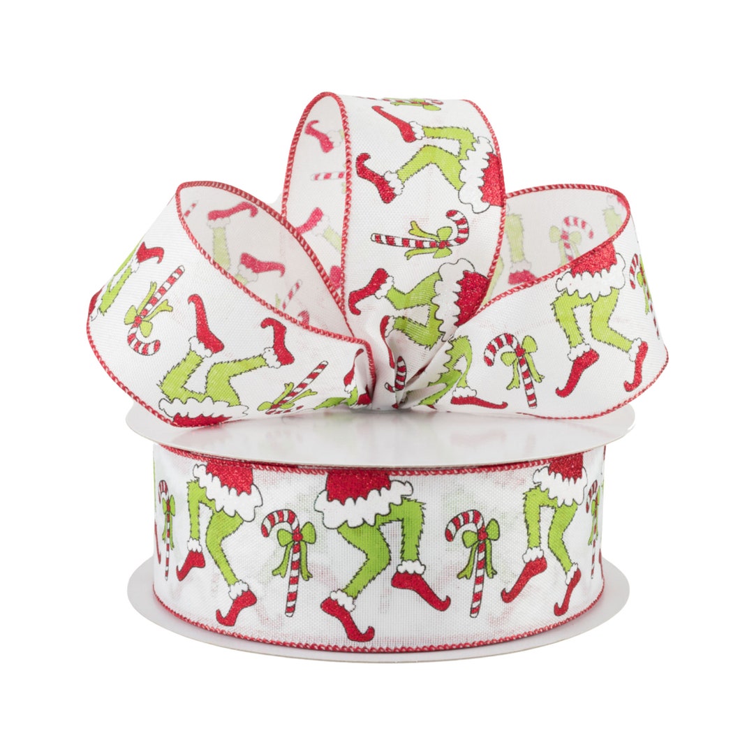 Christmas Green Monster Legs Canvas 2.5" Wired Ribbon - Etsy