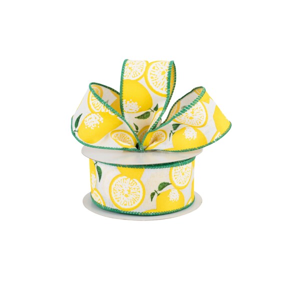 Lemon Fabric Wired Ribbon - Etsy