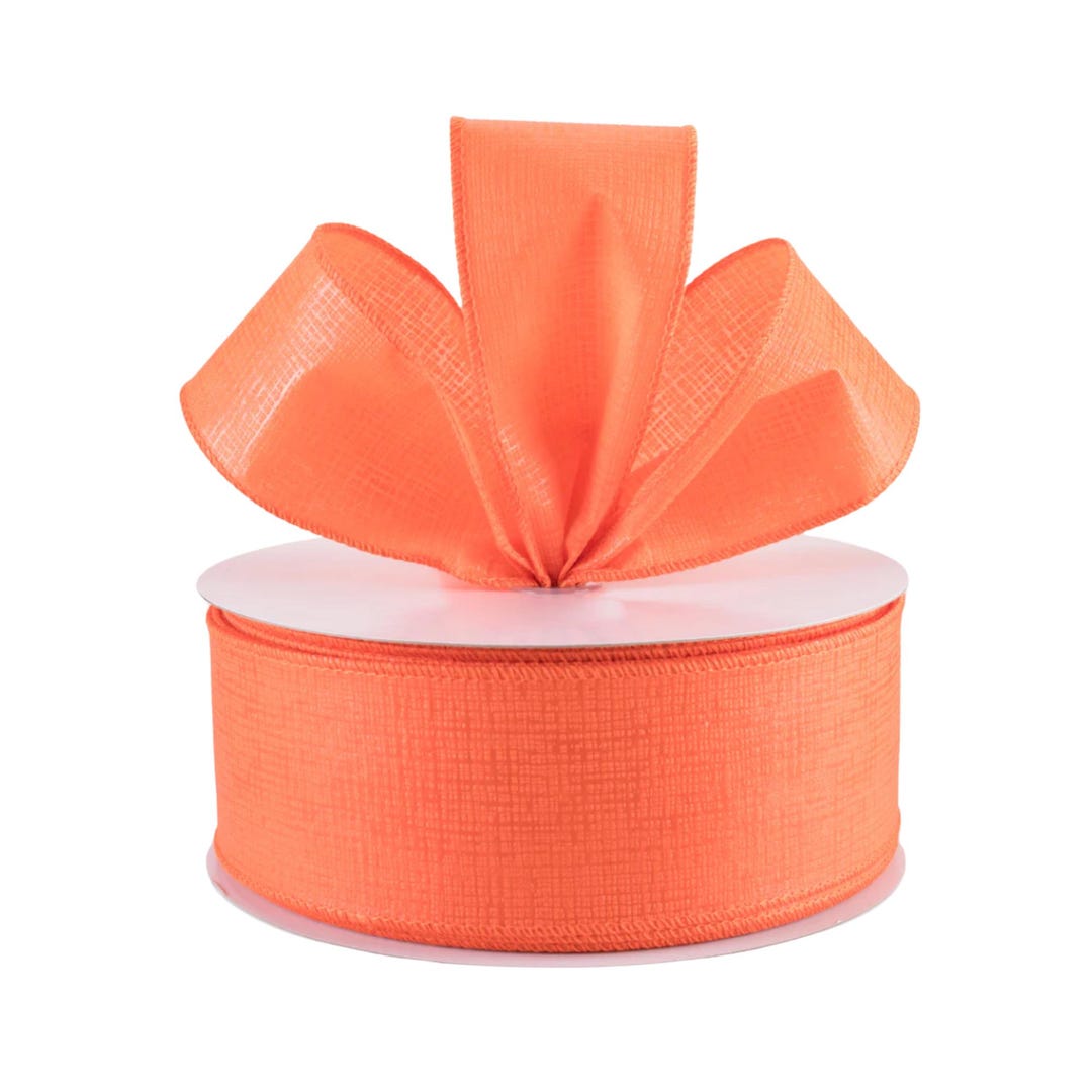 Embossed Crosshatch Orange Weatherproof Fabric 2.5" Wired Ribbon - Etsy
