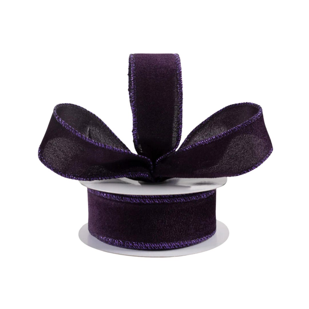 Purple Lush Velvet Fabric 1.5" Wired Ribbon - Etsy
