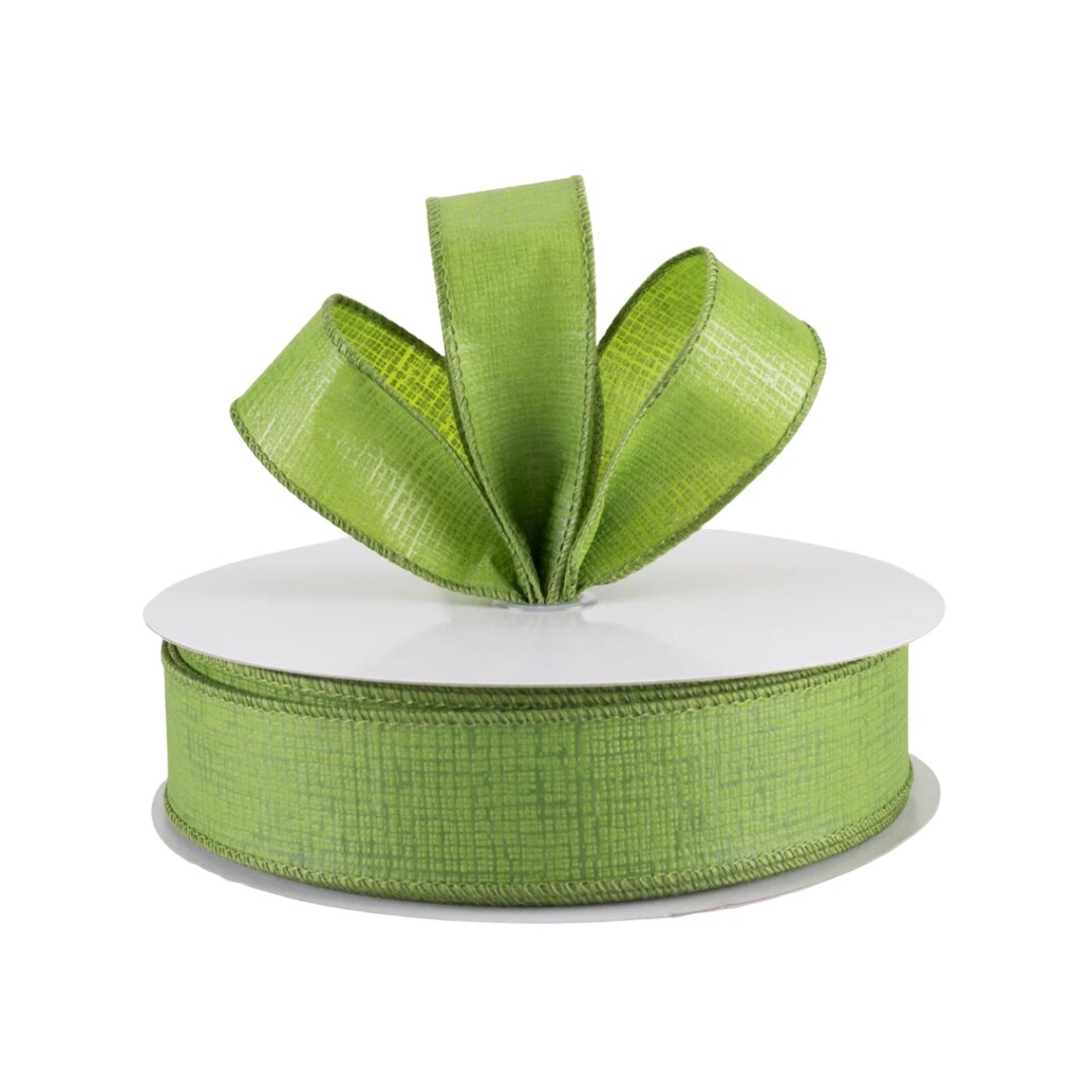 Embossed Crosshatch Moss Green Weatherproof Fabric 1.5" Wired Ribbon - Etsy