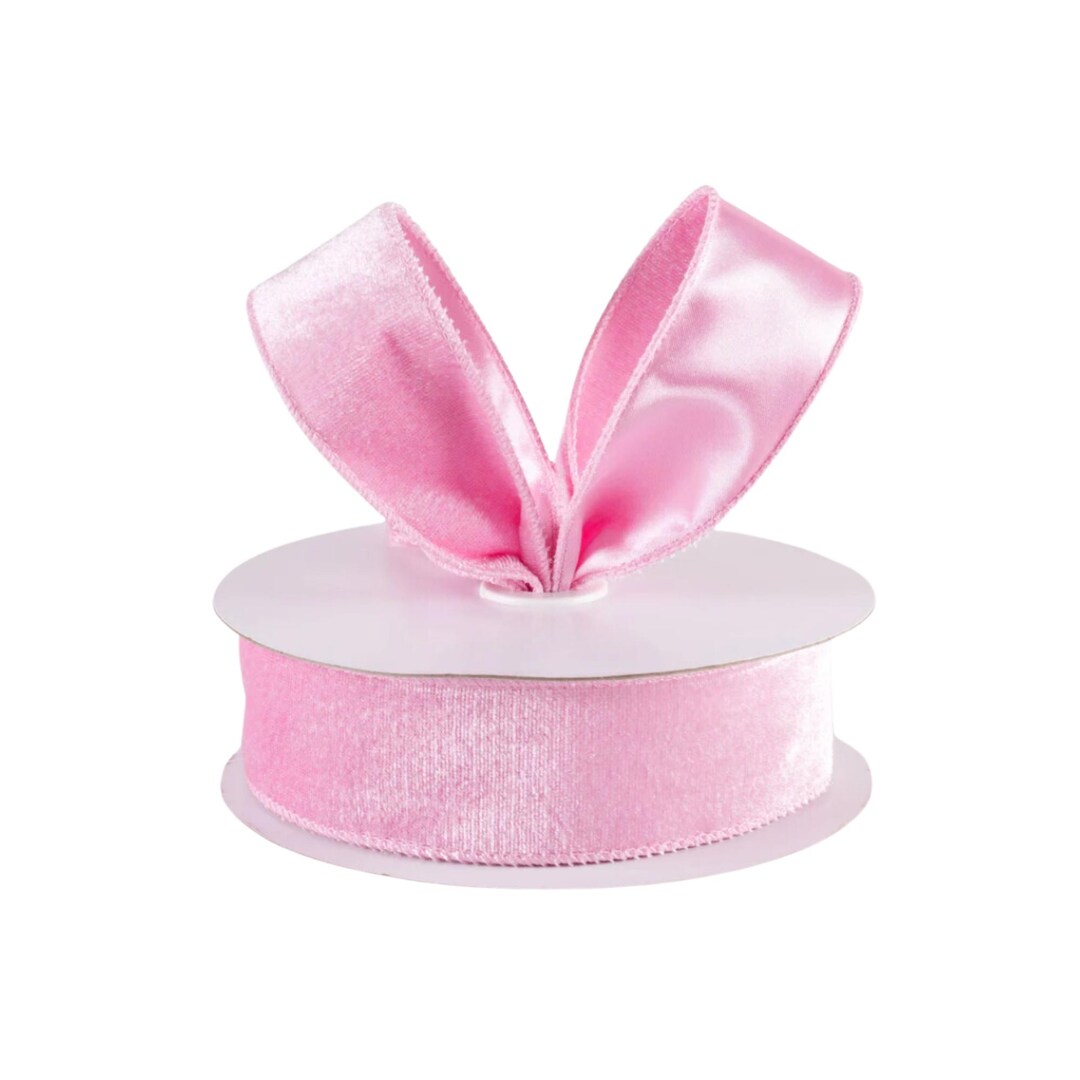 Deluxe Velvet Pastel Pink Satin Backed 1.5" Wired Ribbon - Etsy