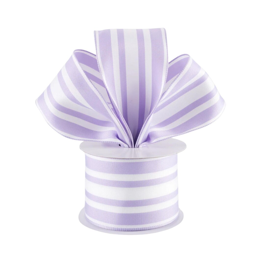 Lavender Purple and White Ticking Stripe Grosgrain 2.5" Wired Ribbon - Etsy