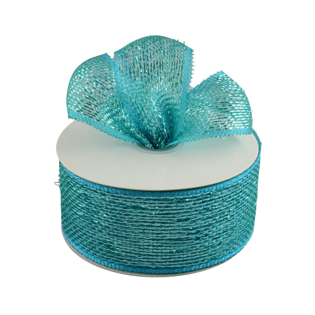 Poly Deco Mesh Metallic Teal Blue 2.5 Ribbon - Etsy