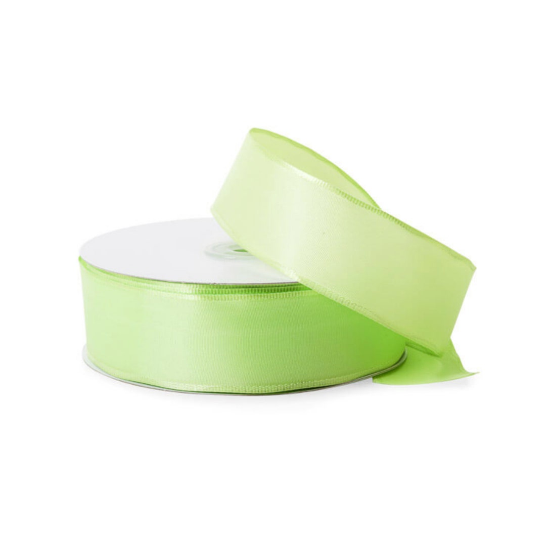 Lime Green Fabric 1.5" Wired Ribbon - Etsy