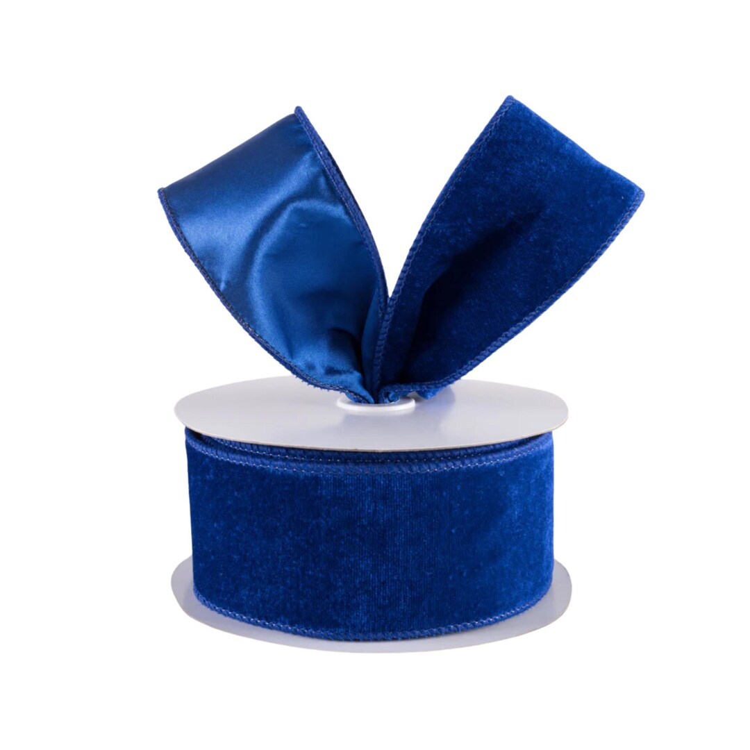 Deluxe Velvet Royal Blue Satin Backed 2.5" Wired Ribbon - Etsy