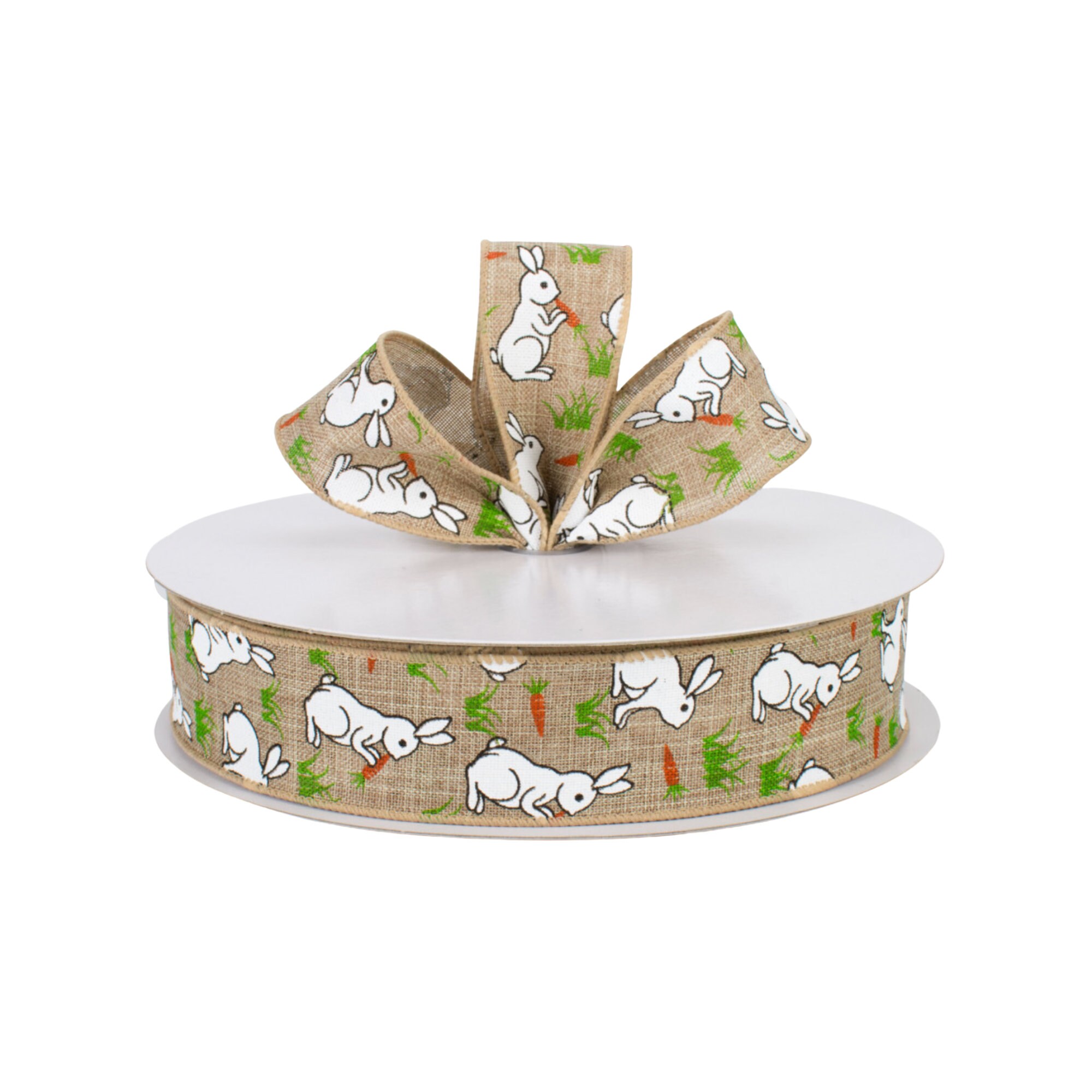 Easter Bunny Natural Canvas Wired Ribbon | Etsy