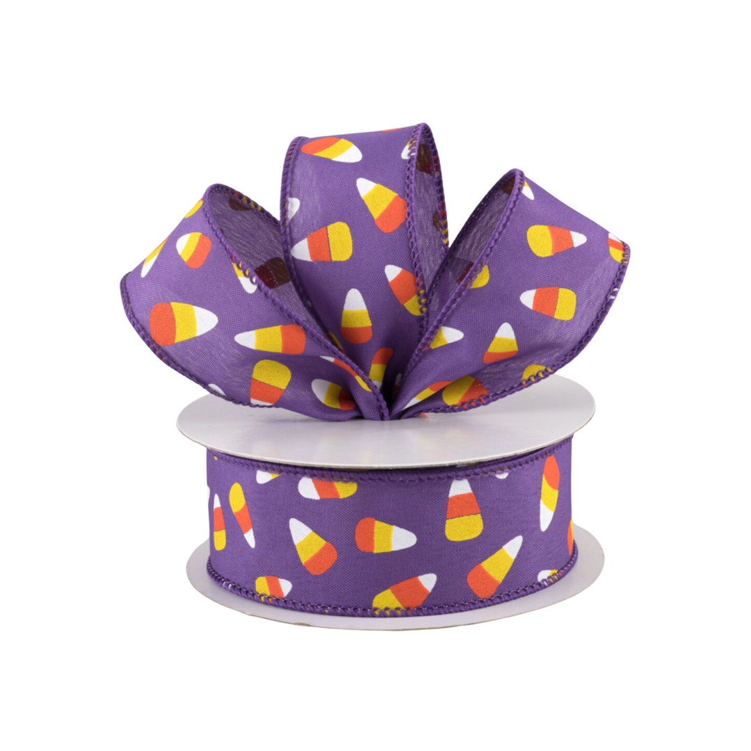 Candy Corn Purple Satin 1.5" Wired Ribbon - Etsy