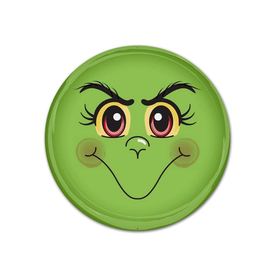 Christmas Green Monster Face 8" Metal Sign Wreath Decoration - Etsy