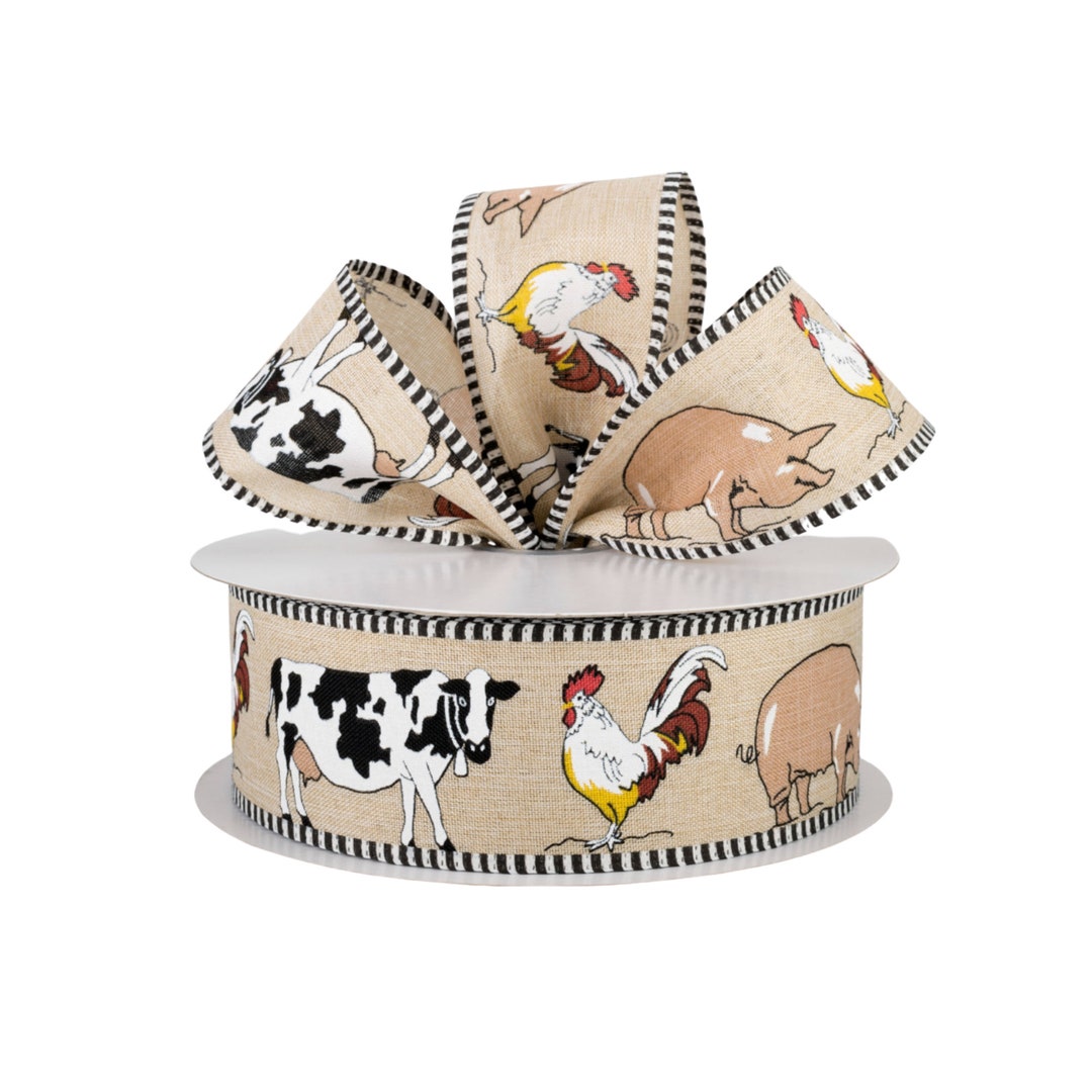 Rustic Farm Animal 2.5" Wired Ribbon - Etsy