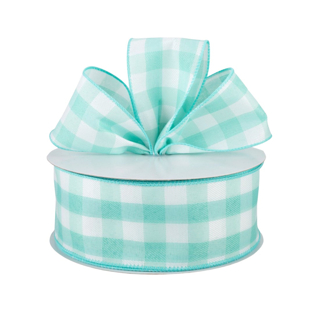 Buffalo Plaid Light Blue and White Wired Ribbon - Etsy