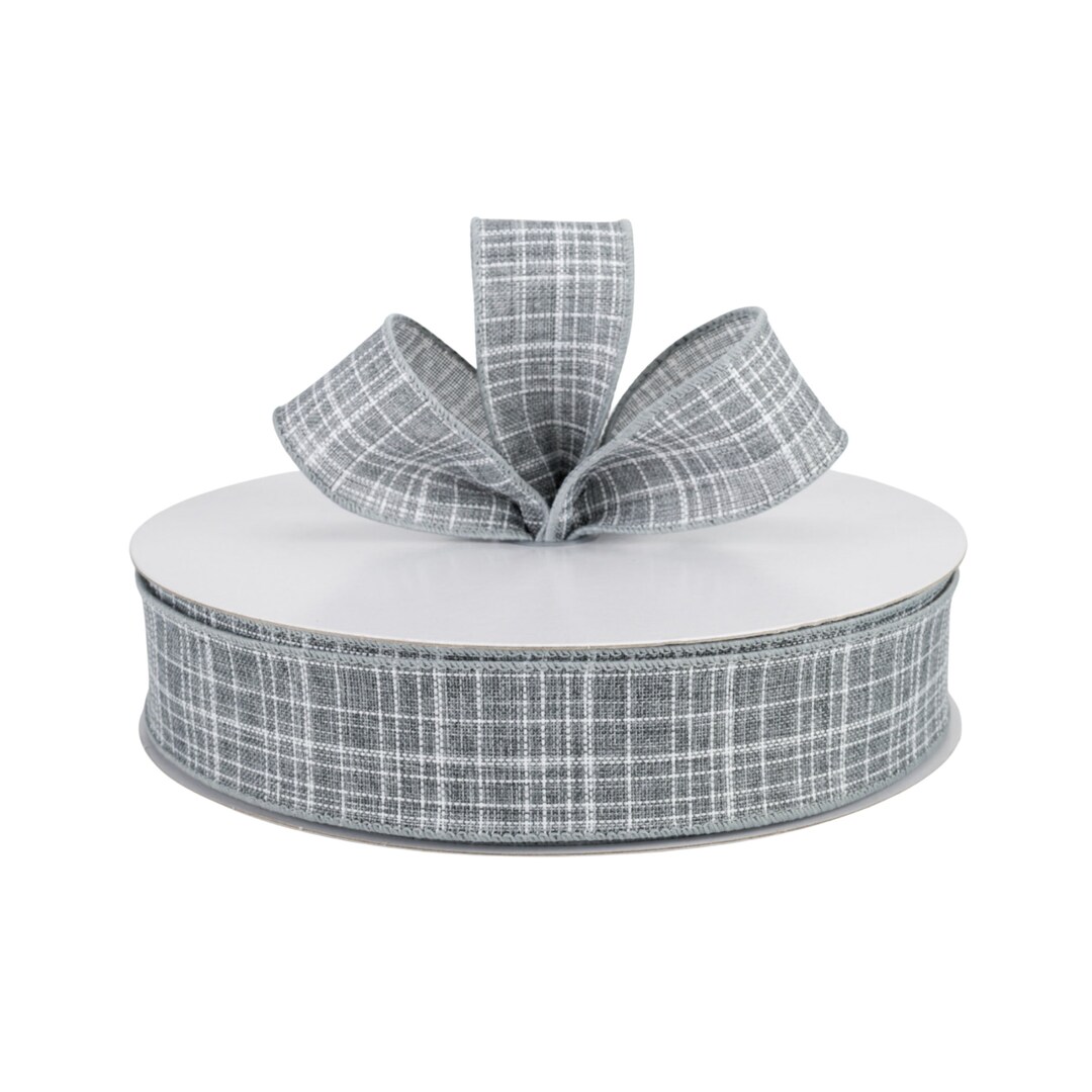 Gray Textured Linen Fabric 1.5" Wired Ribbon - Etsy