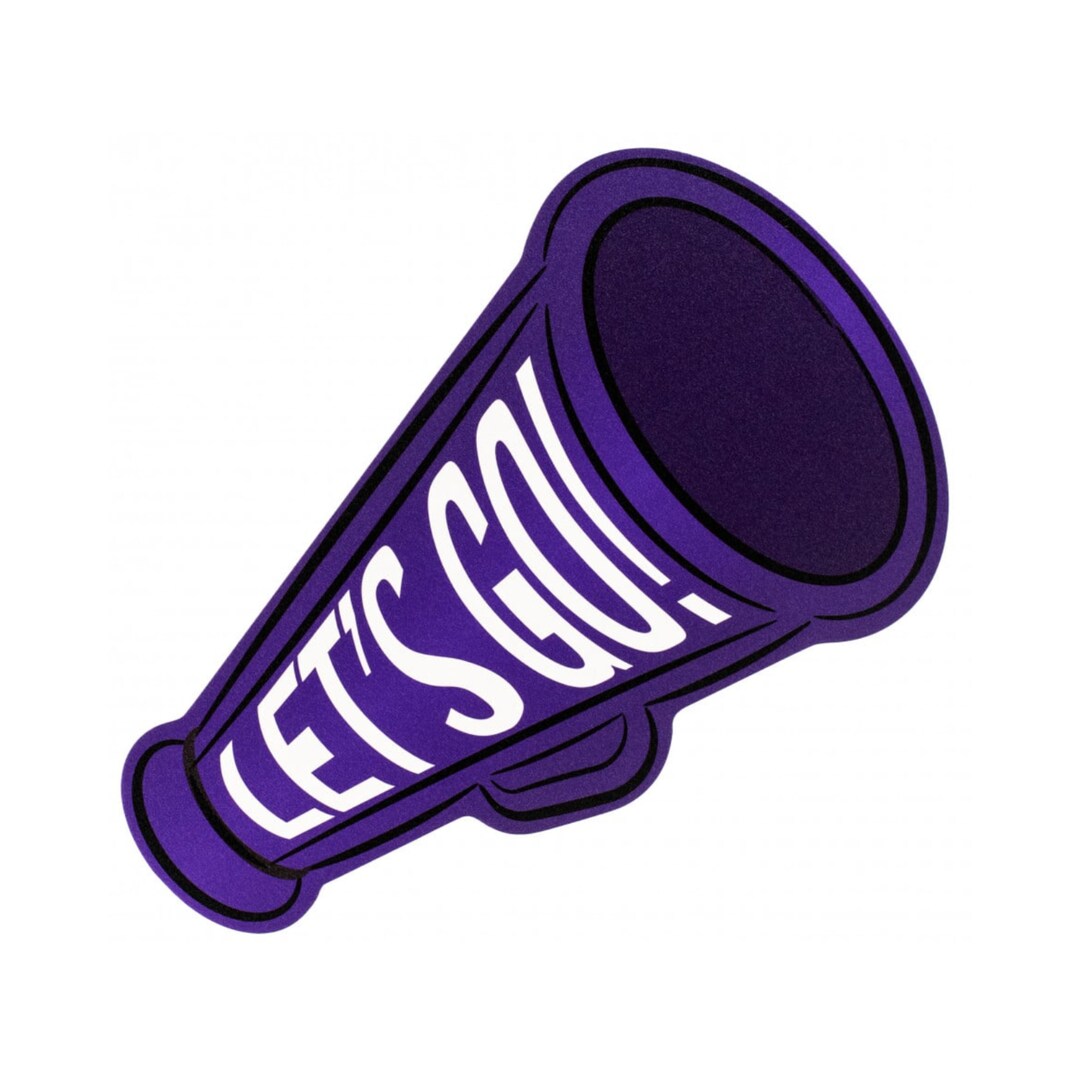 Football Megaphone Let's Go Purple and White Waterproof Sign Wreath ...