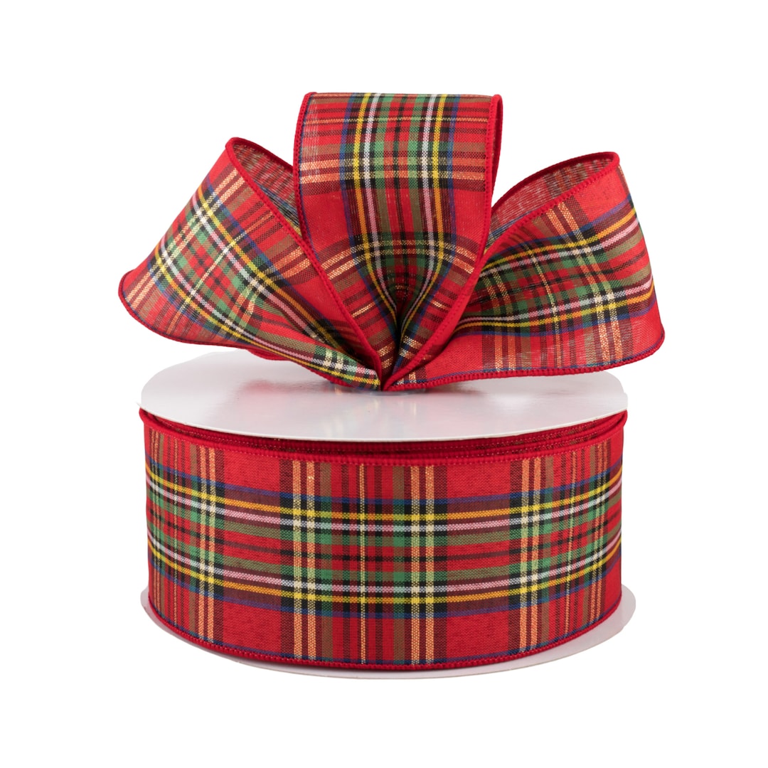 Christmas Tartan Red Plaid Fabric 2.5" Wired Ribbon - Etsy