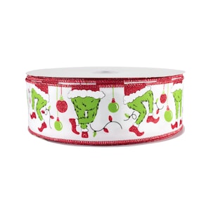 Christmas Green Monster Legs Ornament Lights Canvas 2.5" Wired Ribbon ...