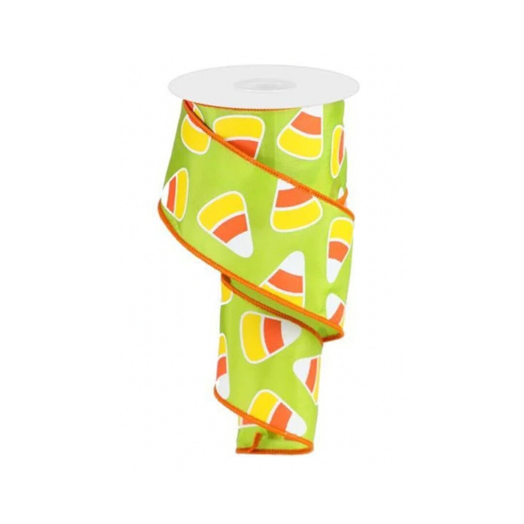 Candy Corn Green Satin Wired Ribbon - Etsy