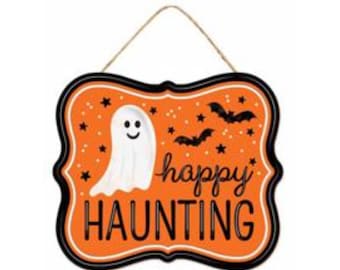 DIY Happy Haunting Door Sign Happy Haunting Door Hanger - Etsy