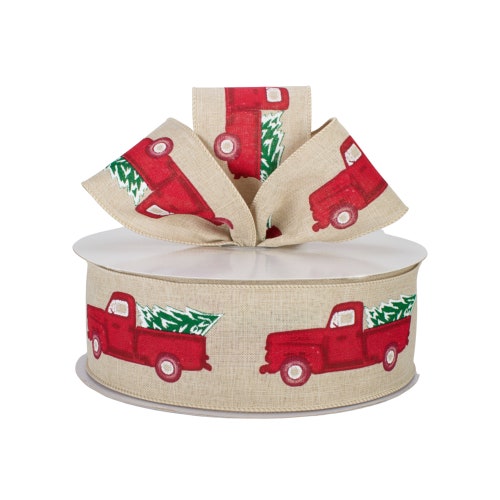 Christmas Truck Ribbon Wired Ribbon Christmas Ribbon Red - Etsy