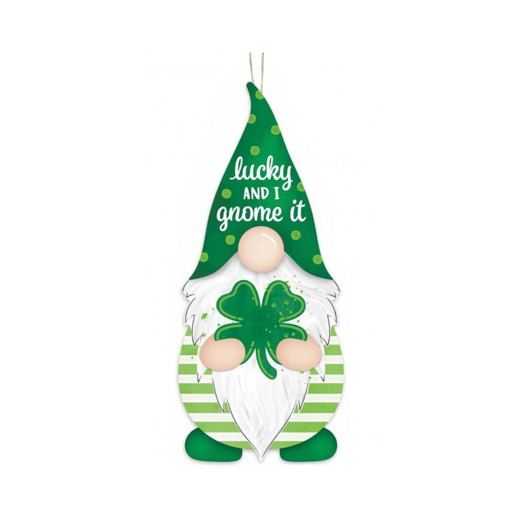 Lucky and I Gnome It Shamrock Wood Sign Wreath Decoration - Etsy